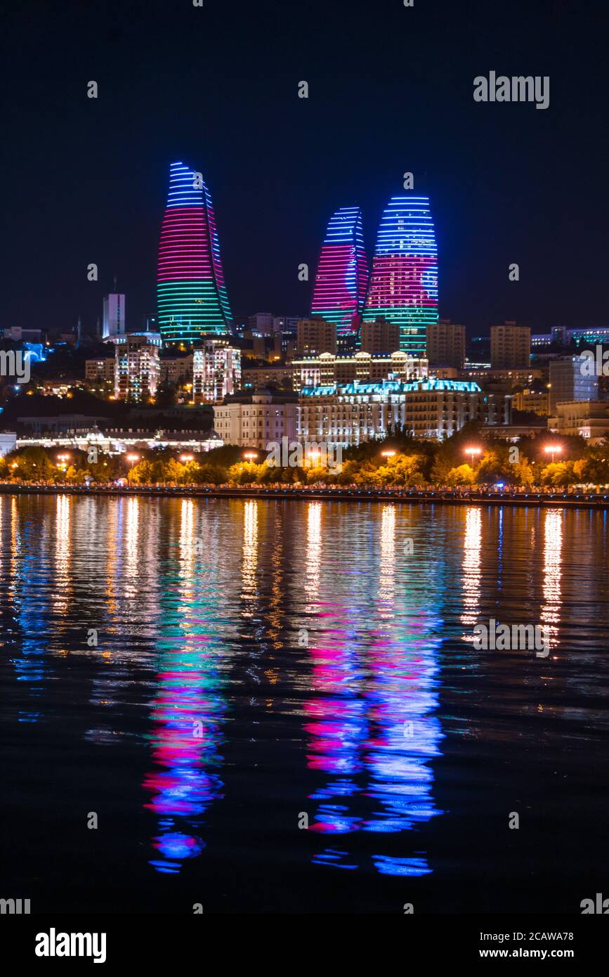 Flame Towers, Baku City, Azerbaijan, Middle East Stock Photo - Alamy