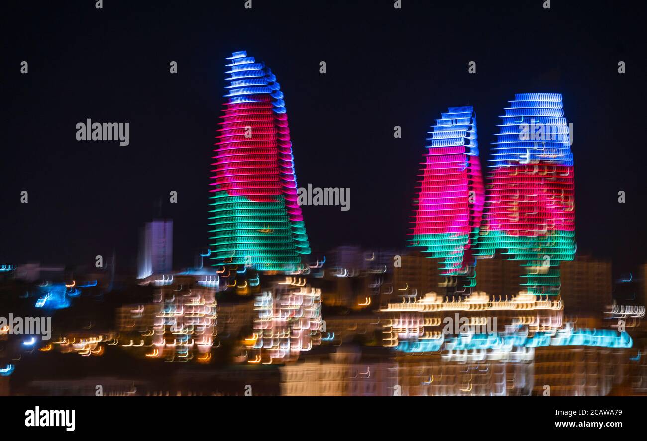 Flame Towers, Baku City, Azerbaijan, Middle East Stock Photo - Alamy
