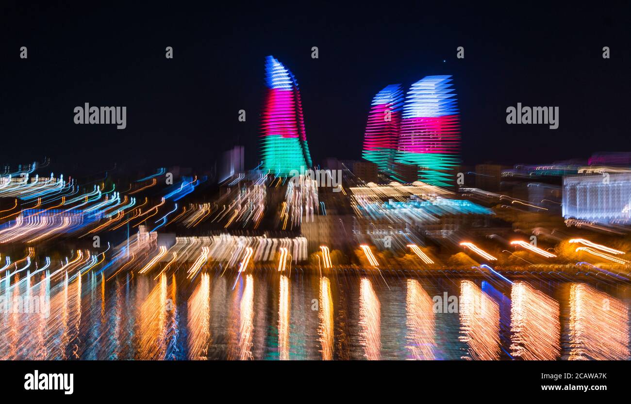 Flame Towers, Baku City, Azerbaijan, Middle East Stock Photo - Alamy