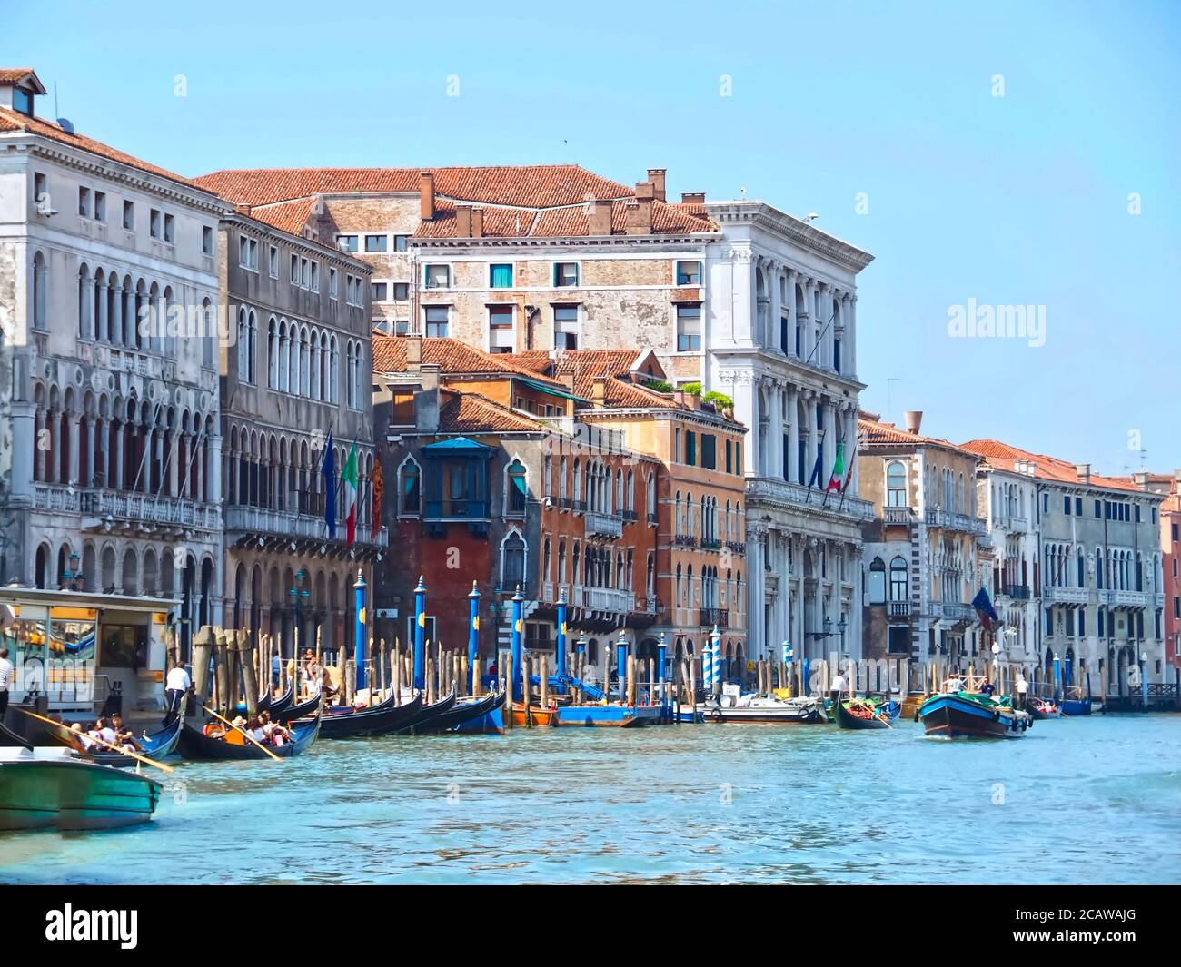 Panorama of Venice in Italy at the grand canal with gondolas Stock ...