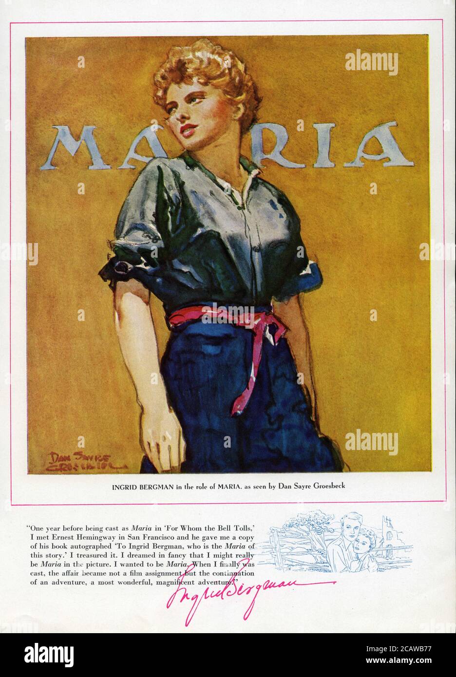 INGRID BERGMAN as Maria in FOR WHOM THE BELL TOLLS 1943 director SAM ...