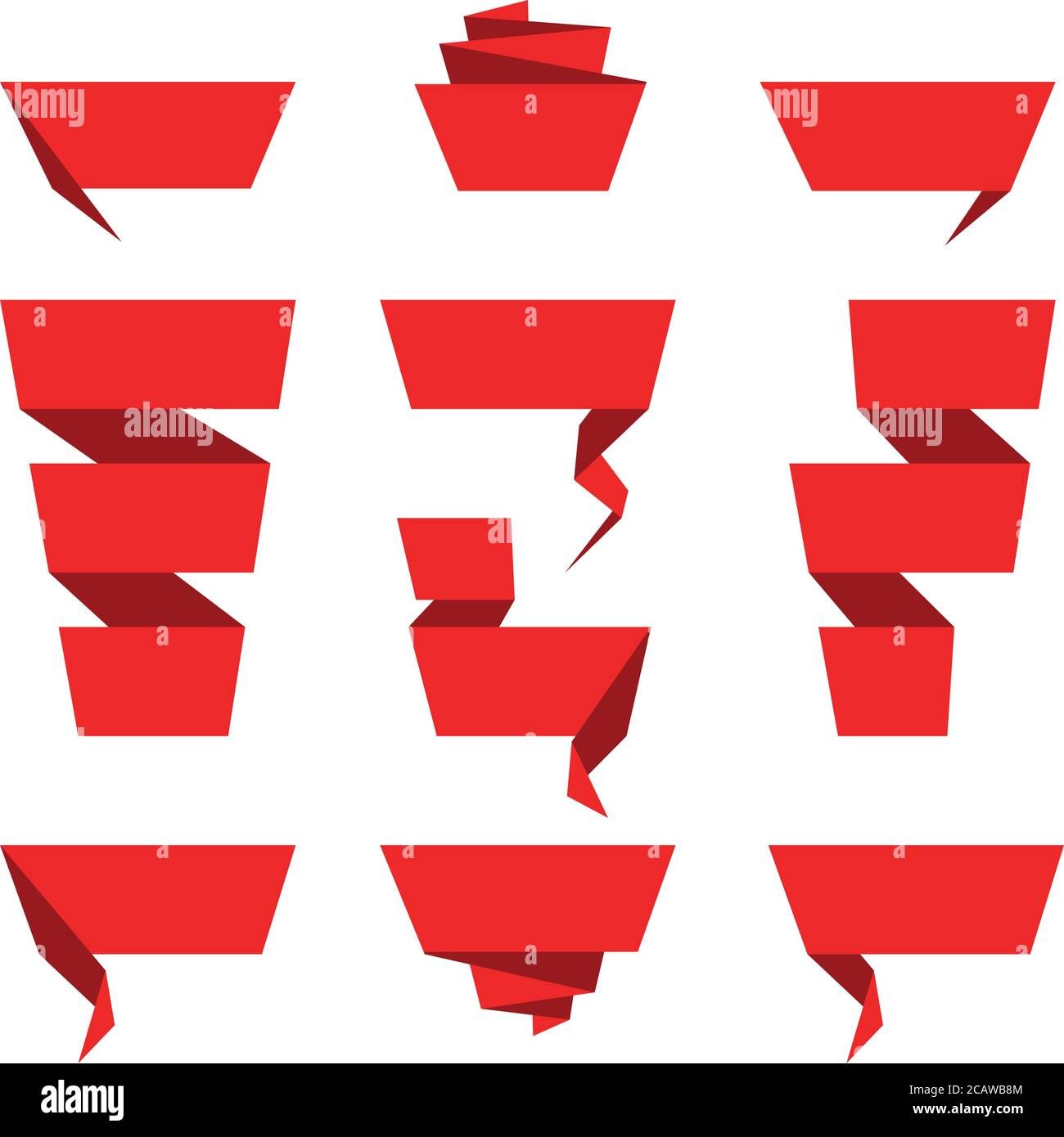Folded ribbon banner set. Collection of red label templates. Vector ...