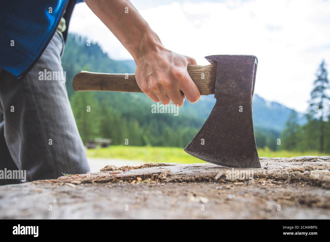 Hand holding axe hi-res stock photography and images - Alamy