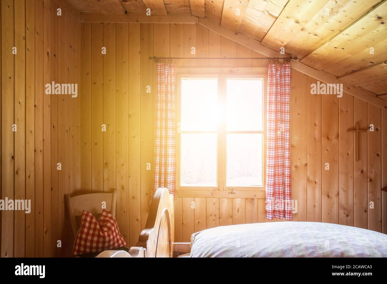 Inside of a rustic wooden alpine hut or cabin, Austria Stock Photo - Alamy