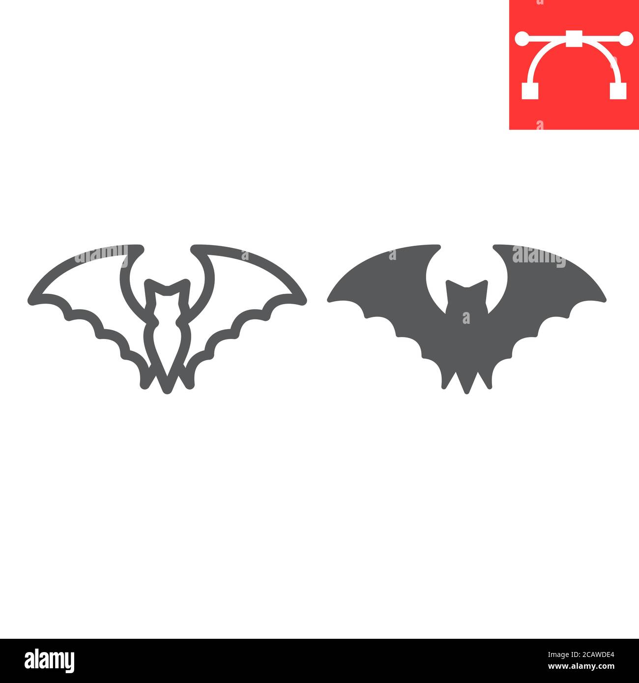 Bat line and glyph icon, halloween and scary, bat sign vector graphics ...