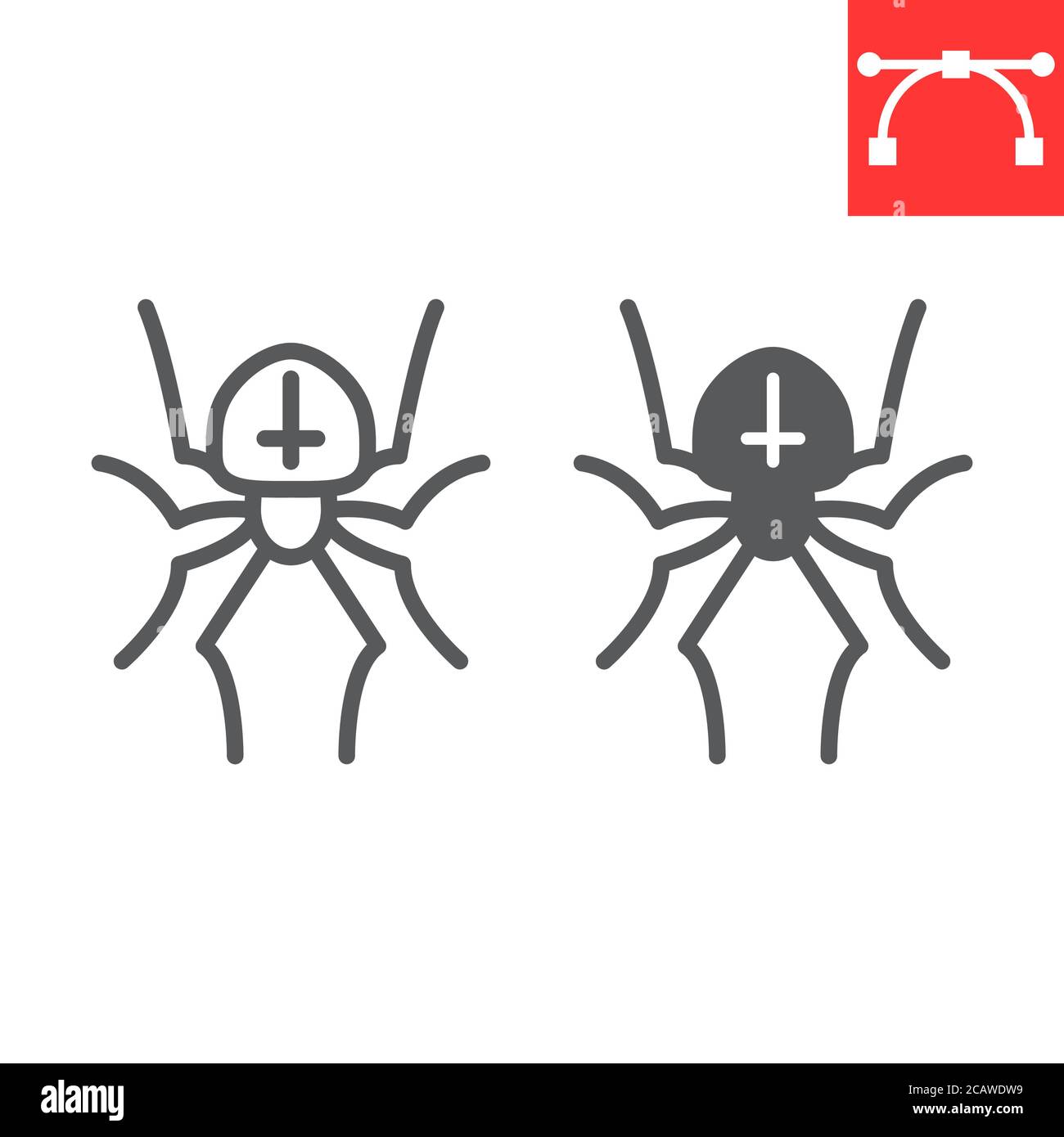 Spider line and glyph icon, halloween and scary, arachnid sign vector ...