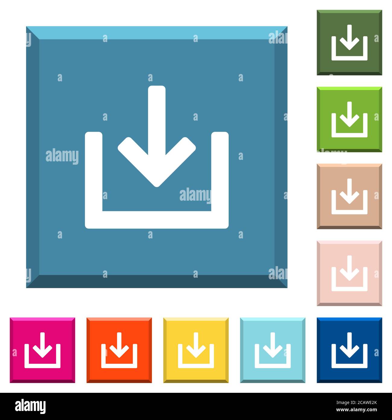 Import item white icons on edged square buttons in various trendy ...