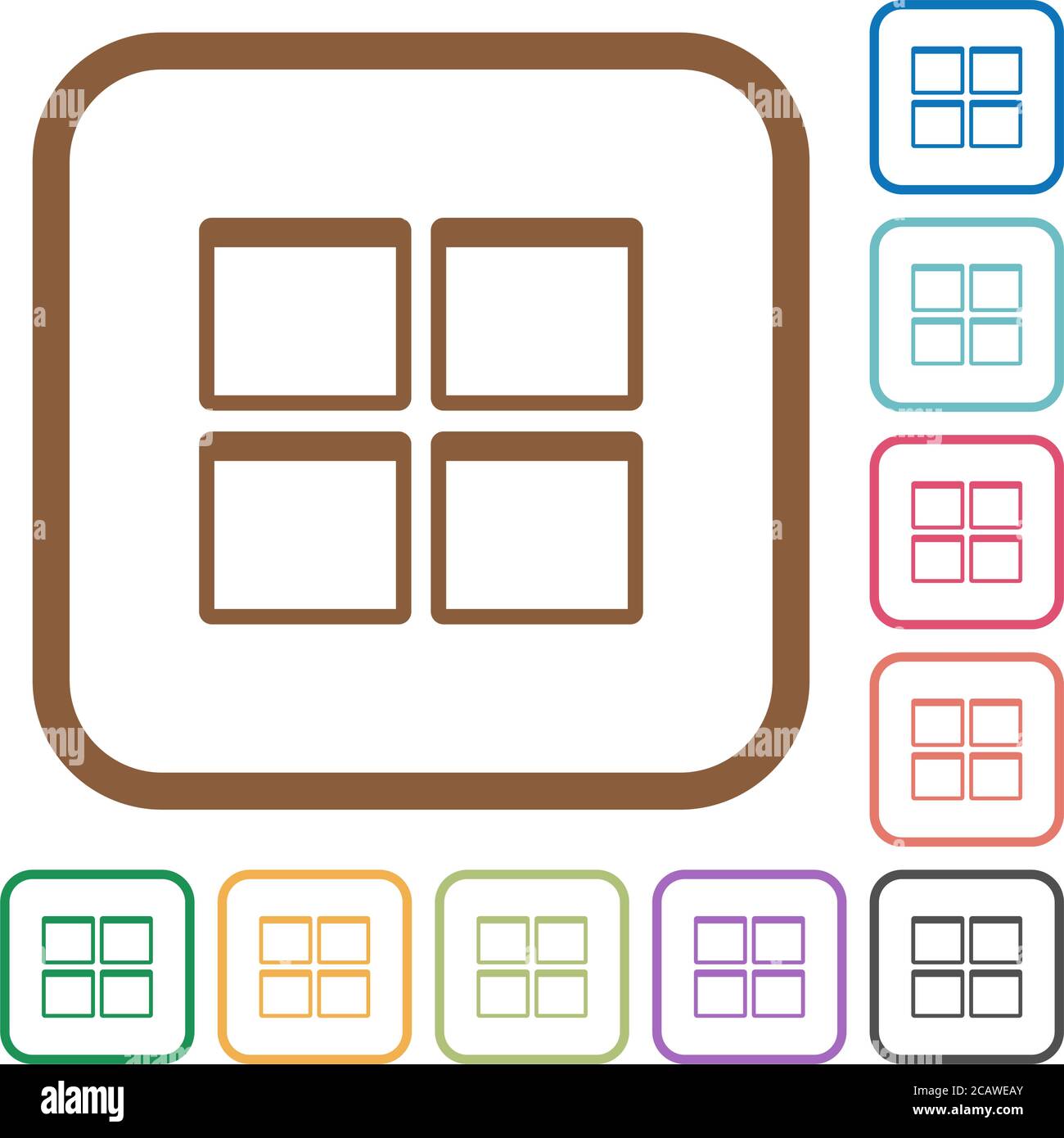 Admin dashboard panels simple icons in color rounded square frames on white background Stock ...