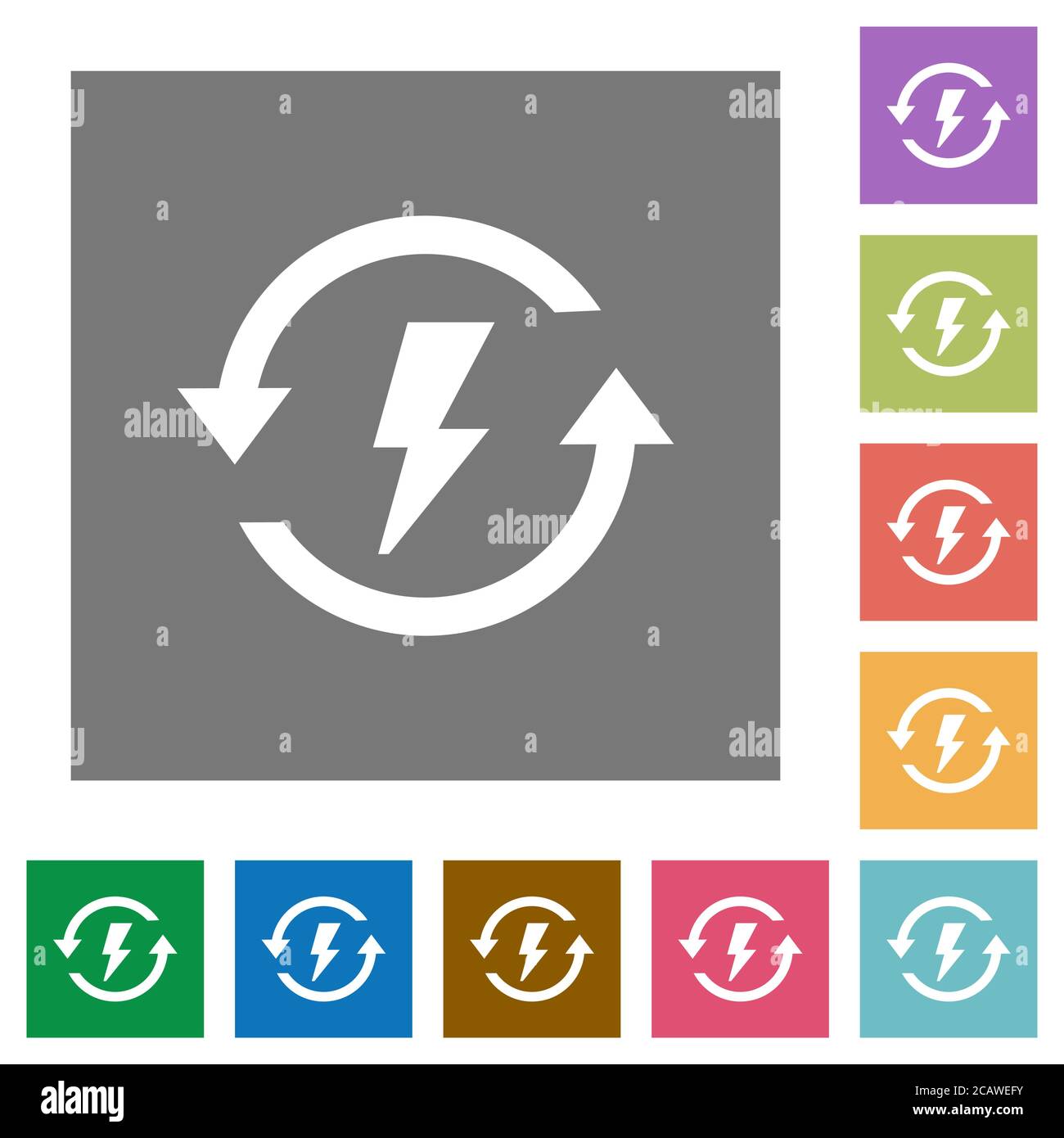 Renewable energy flat icons on simple color square backgrounds Stock ...