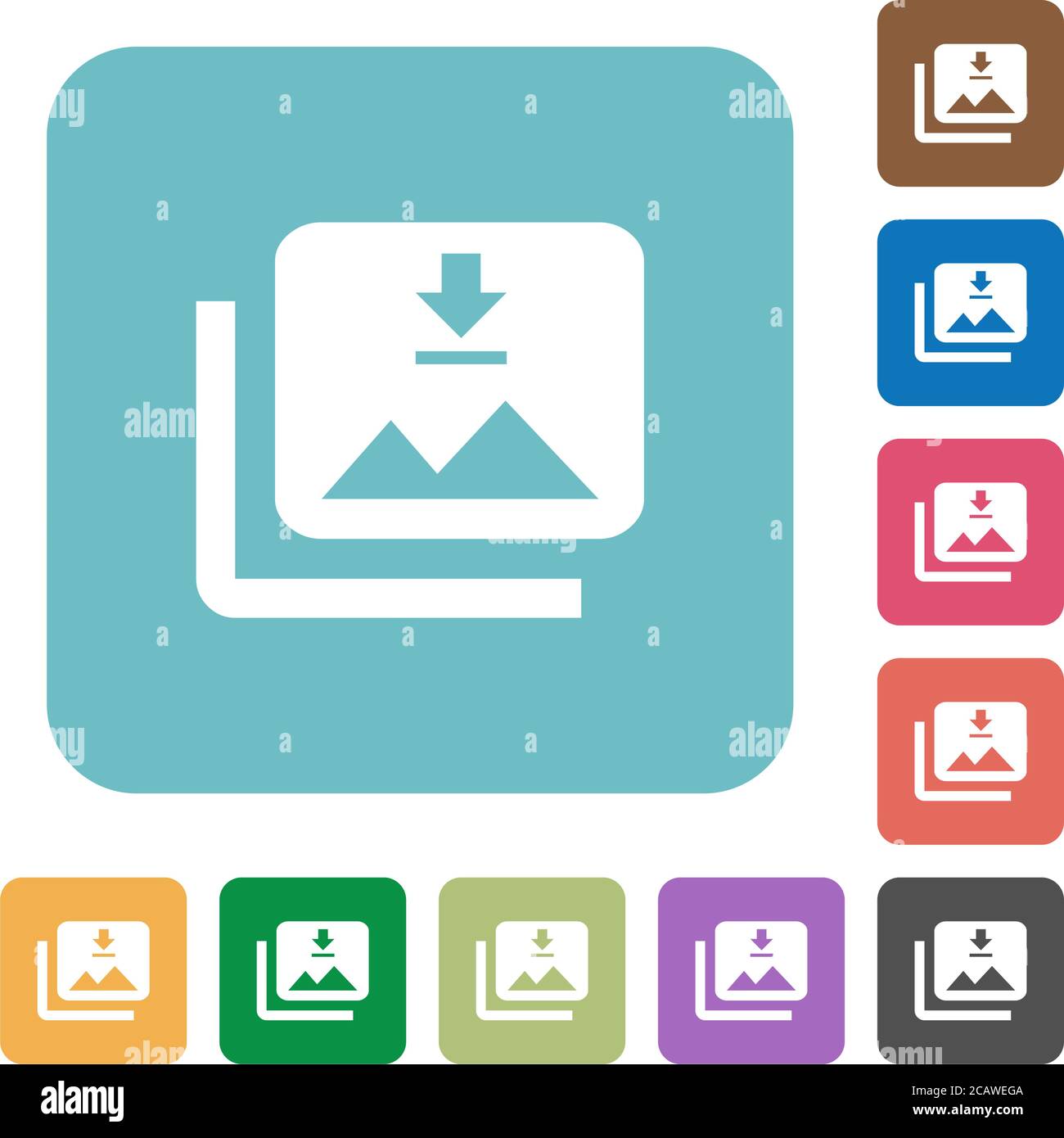 Download multiple images white flat icons on color rounded square ...