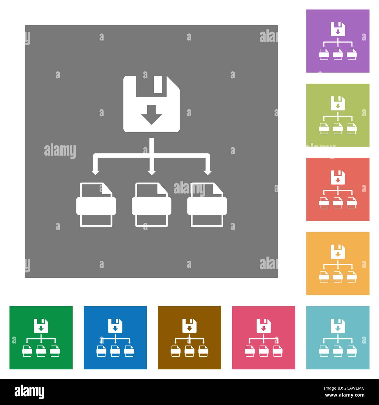 Save file as multiple format flat icons on simple color square ...