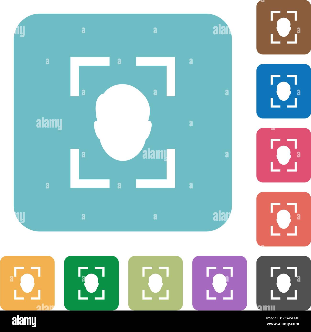 Camera portrait mode white flat icons on color rounded square ...