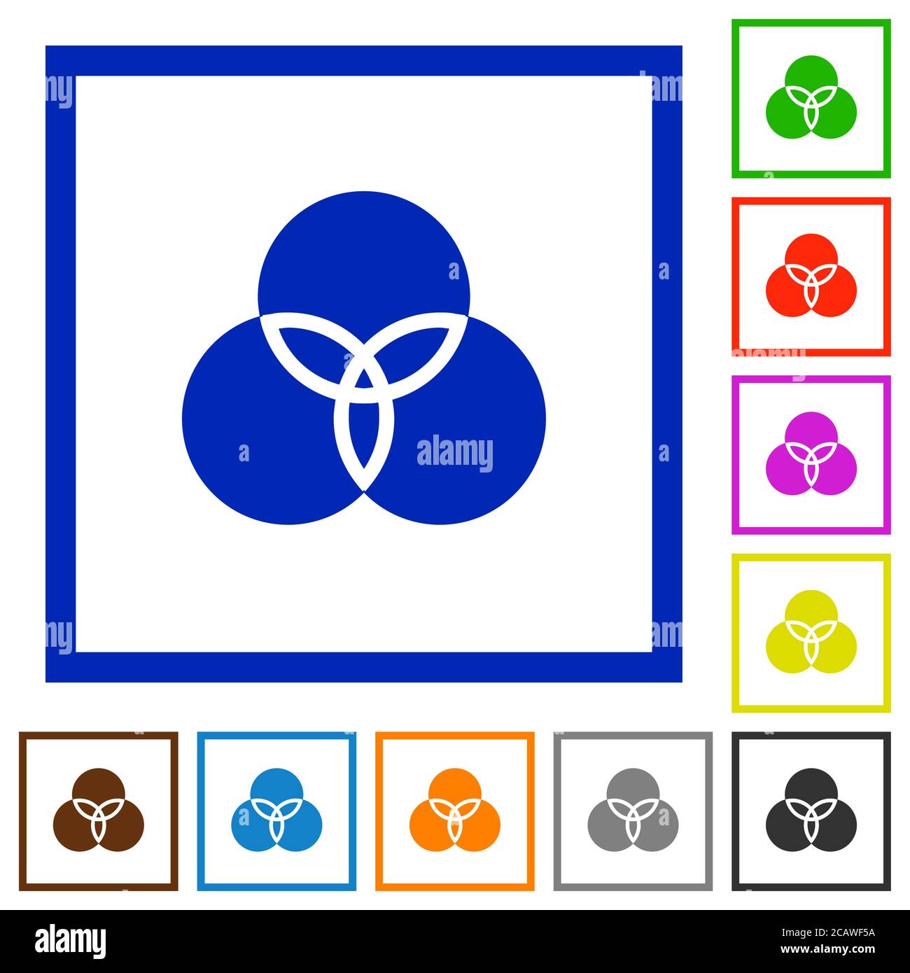 Color filter flat color icons in square frames on white background ...
