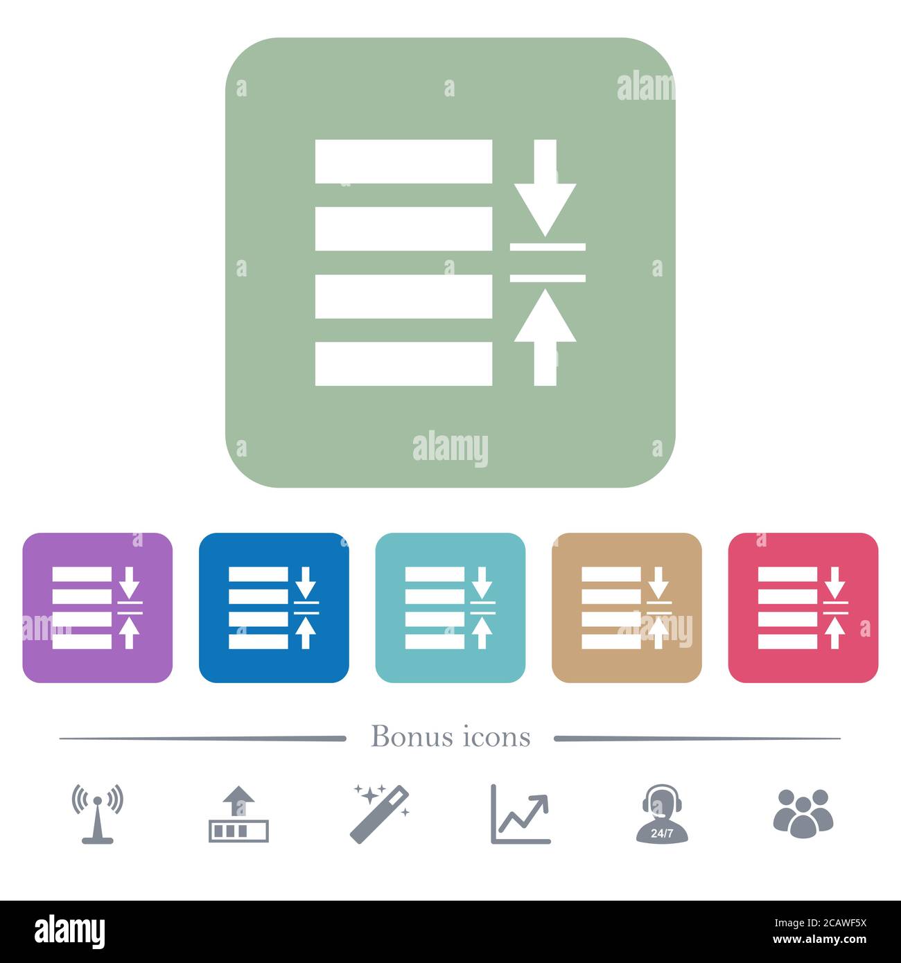 Adjust line spacing white flat icons on color rounded square ...