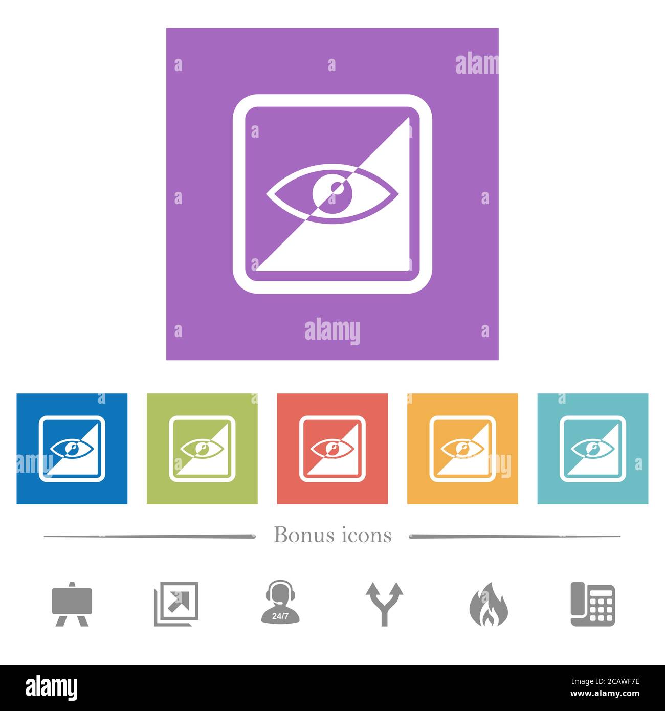 Invert object flat white icons in square backgrounds. 6 bonus icons ...