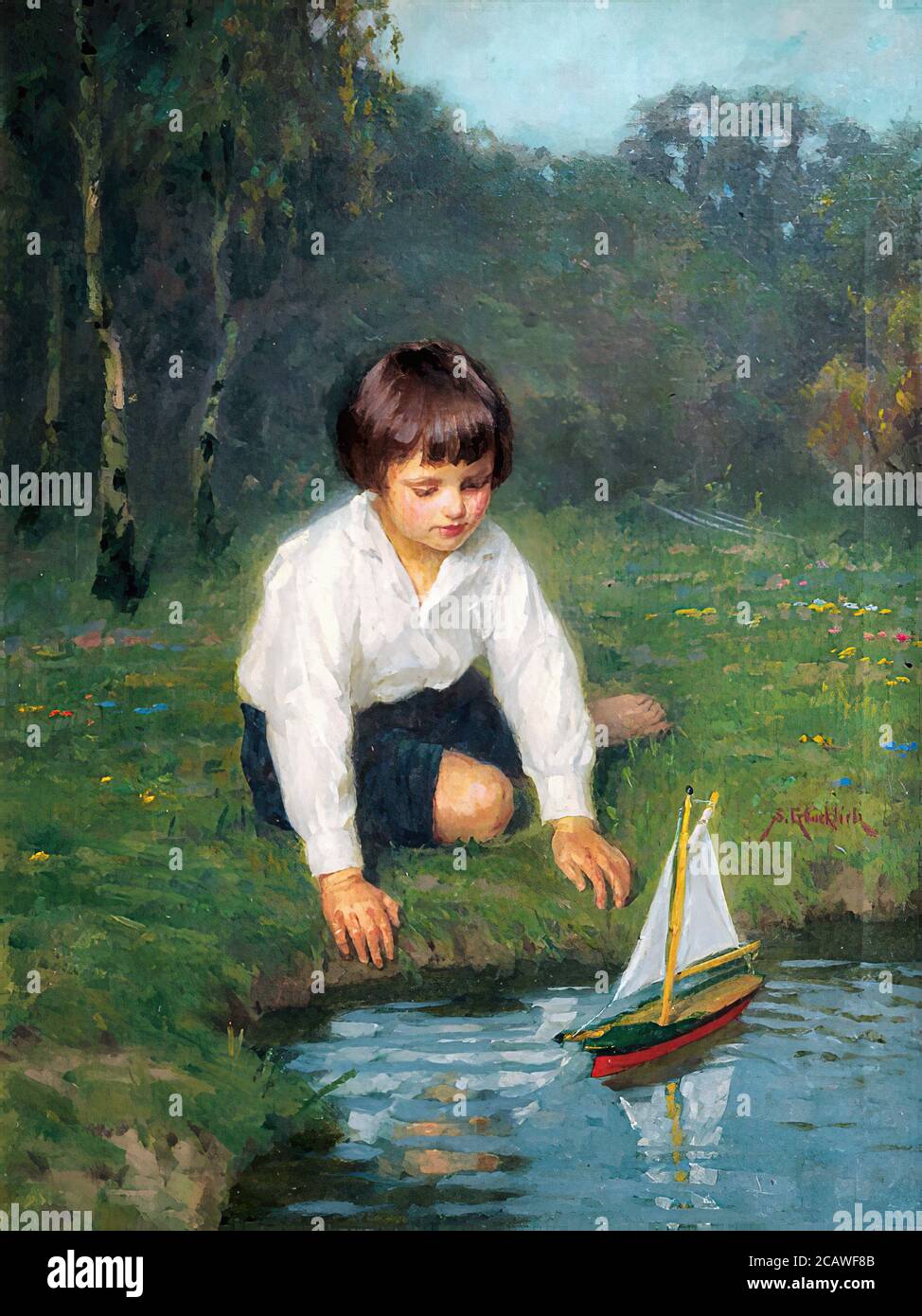 GlÃ¼cklich Simon - Boy with a Sailboat - German School - 19th Century ...