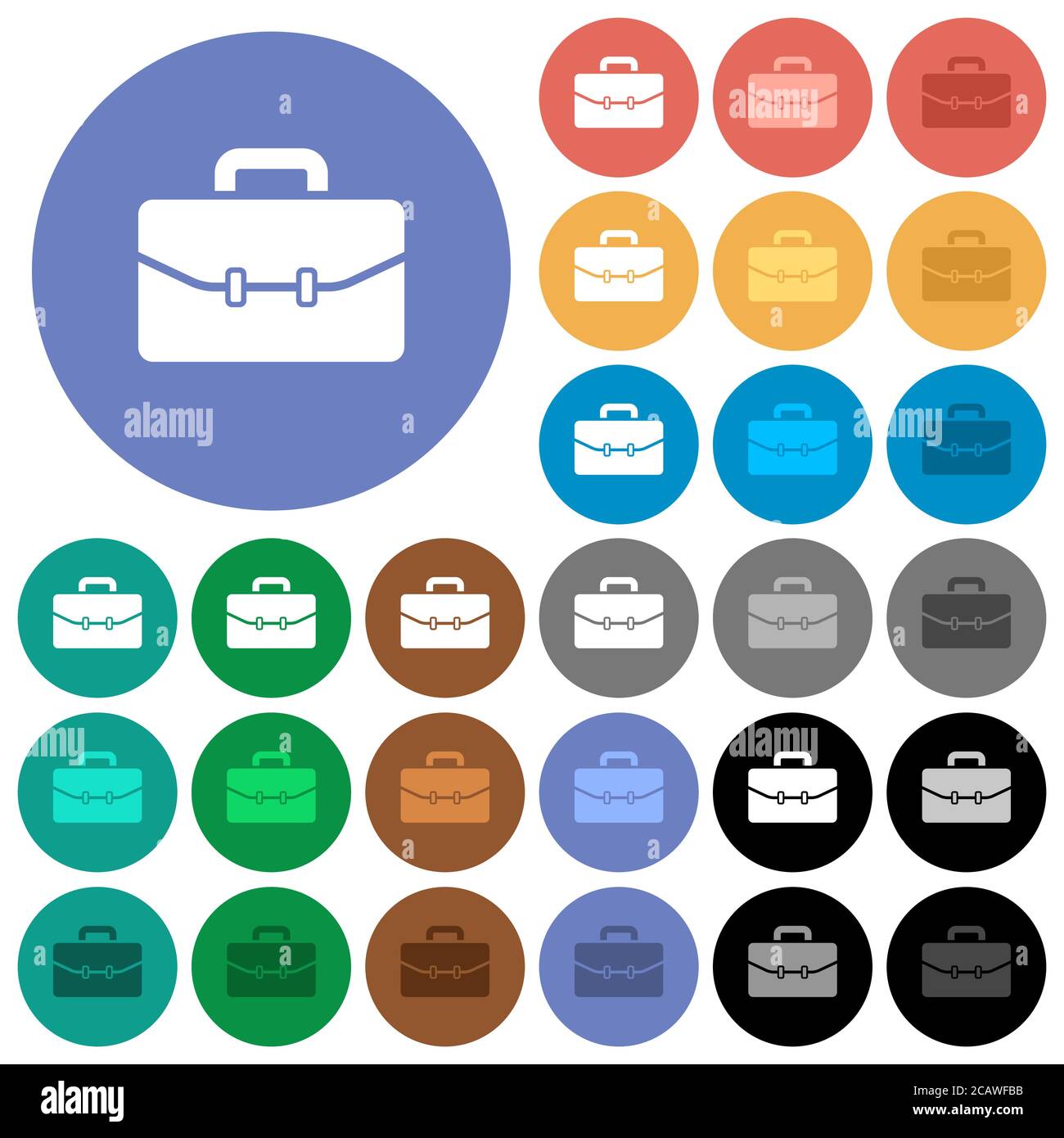 Satchel with two buckles multi colored flat icons on round backgrounds ...
