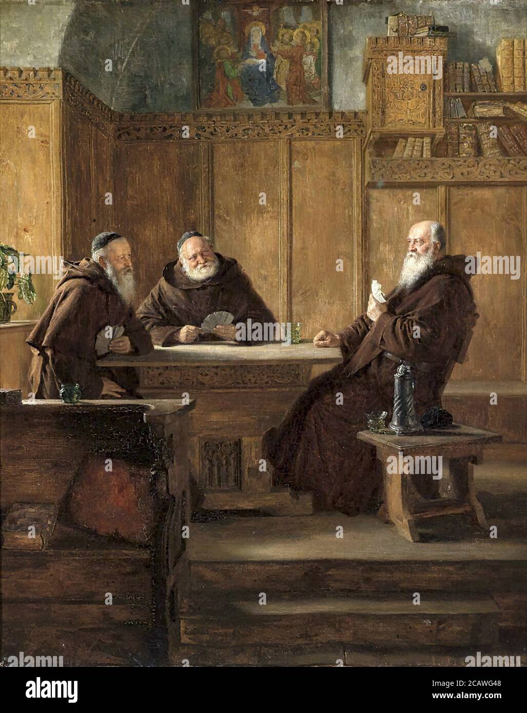 Grutzner Eduard Von - the Card Game - German School - 19th Century ...