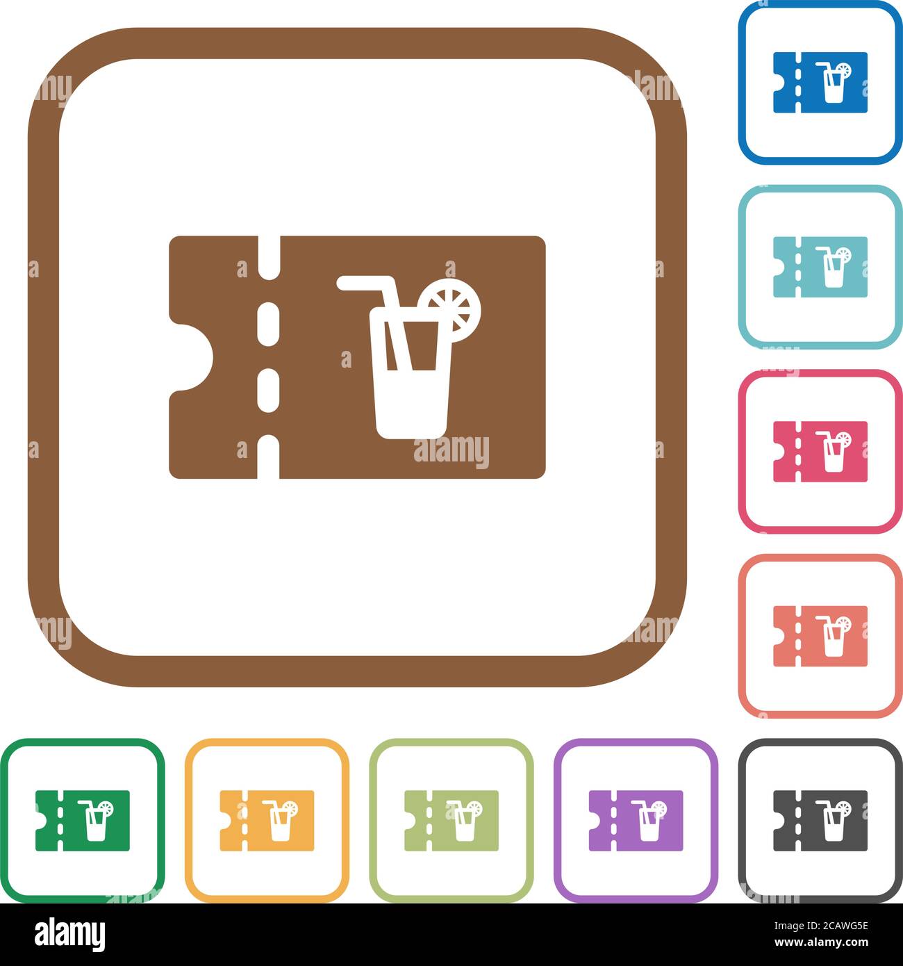 cocktail bar discount coupon simple icons in color rounded square ...