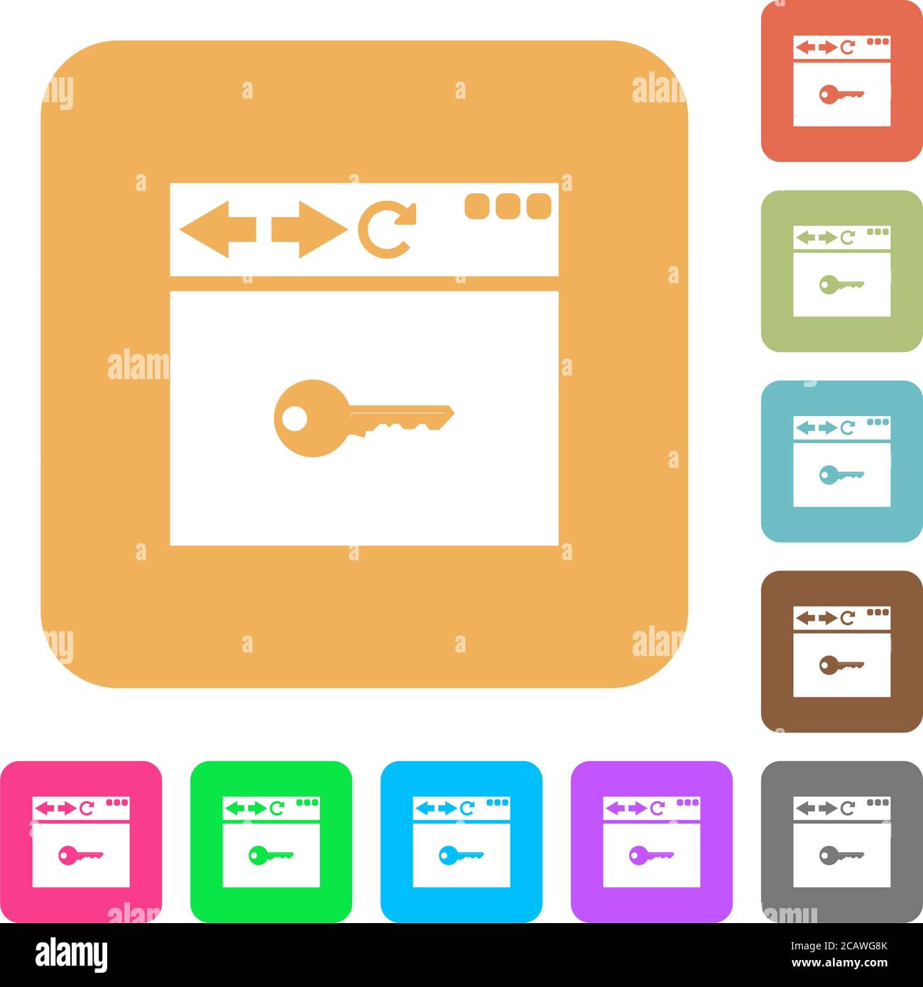 Browser encrypt flat icons on rounded square vivid color backgrounds Stock Vector Image & Art ...