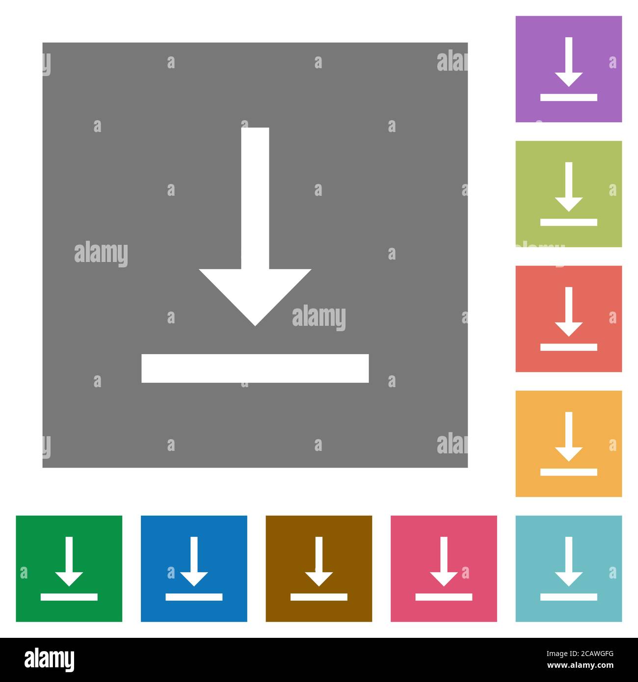Vertical align bottom flat icons on simple color square backgrounds ...