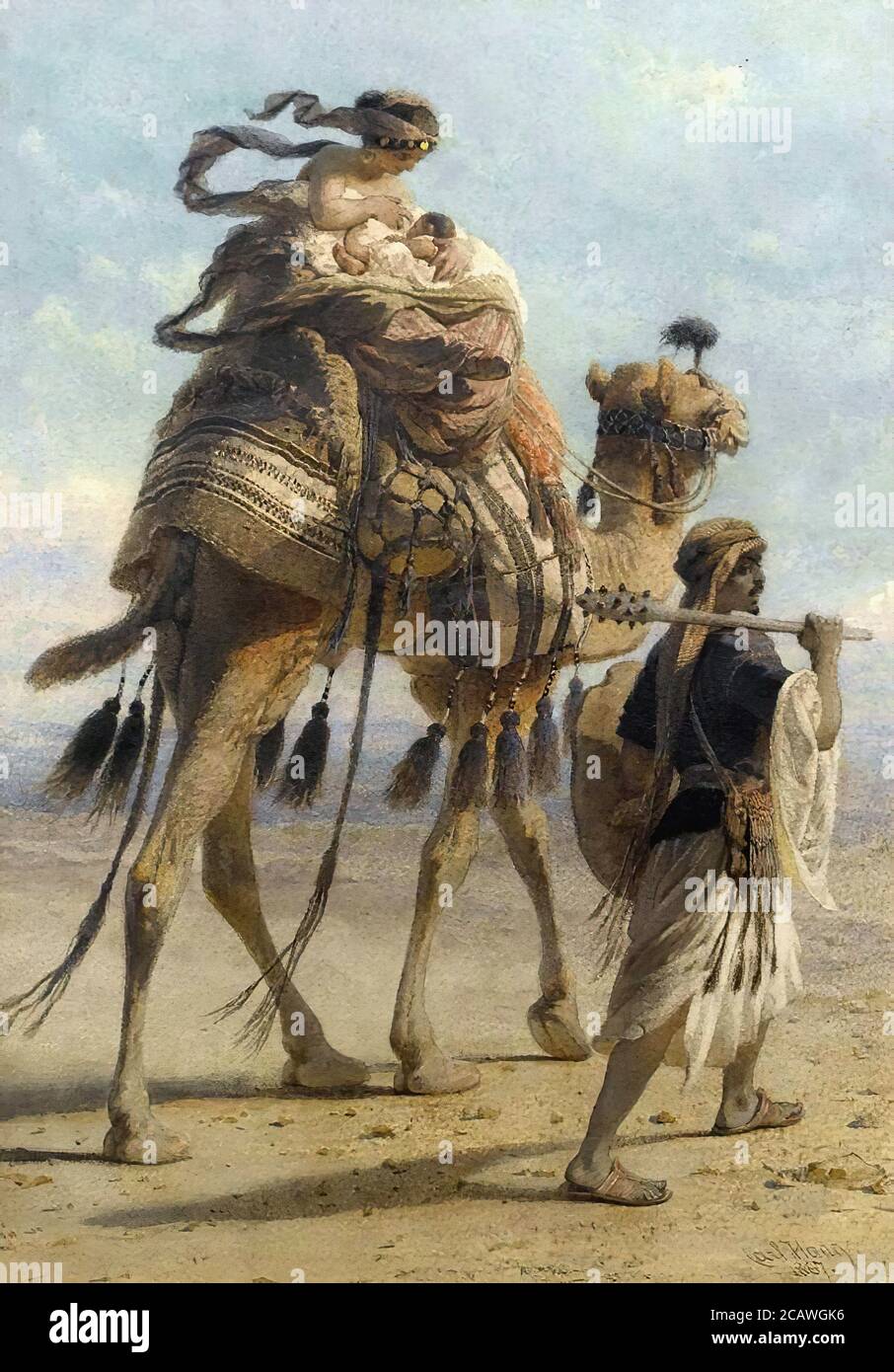 Haag Carl - Crossing the Desert 2 - German School - 19th Century Stock ...