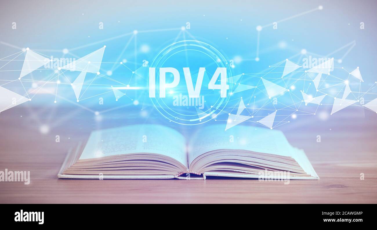 Open book with IPV4 abbreviation, modern technology concept Stock Photo ...