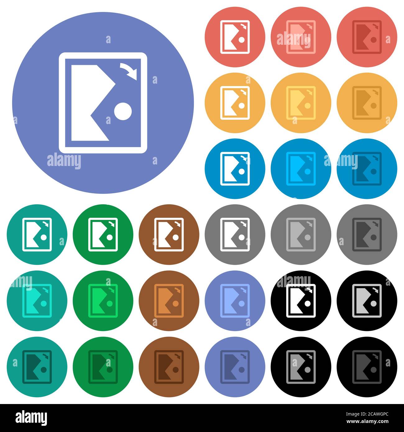 Rotate image right multi colored flat icons on round backgrounds ...