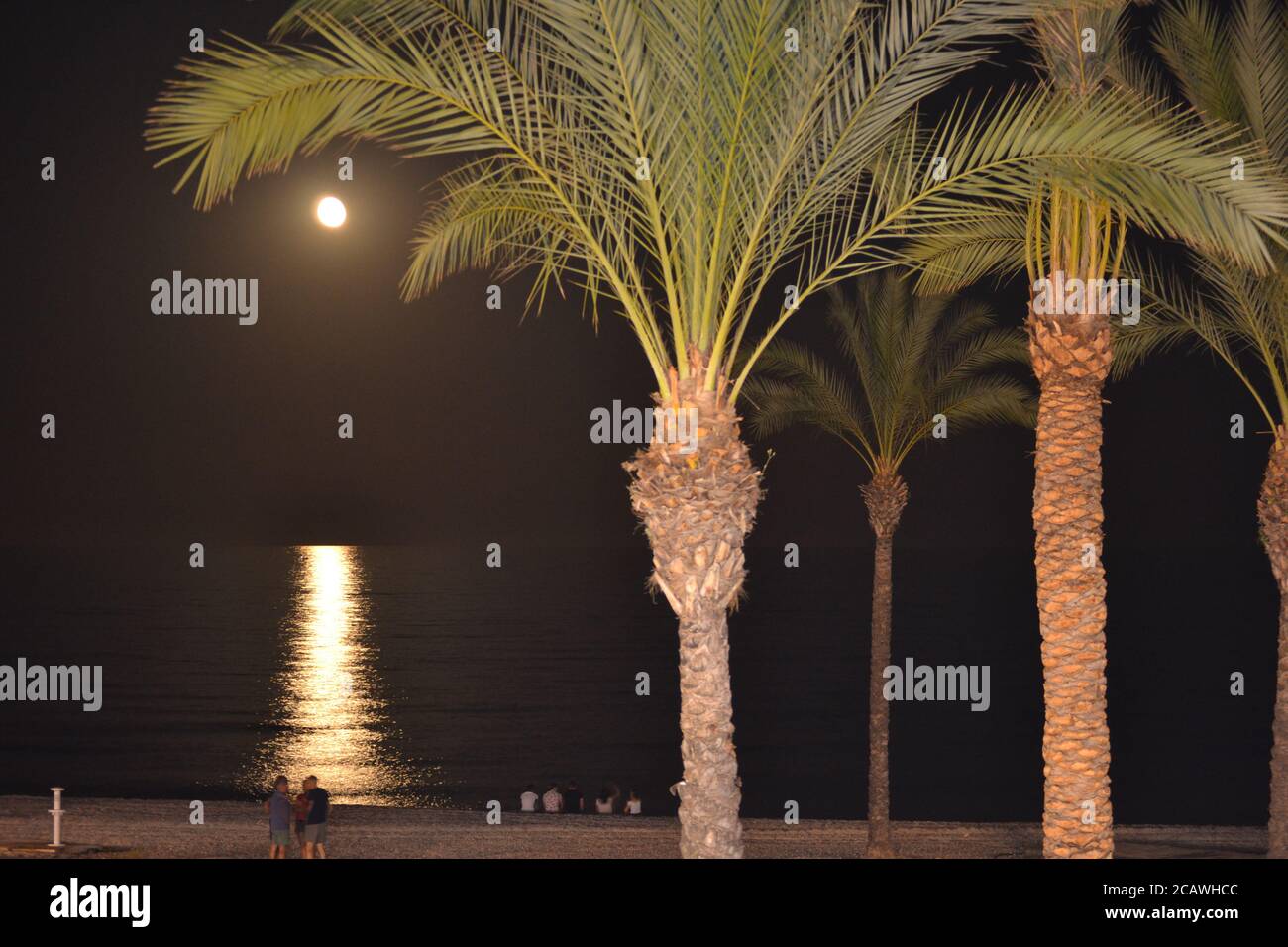 The moon rising over the horizon of the Mediterranean Sea. Photo taken ...
