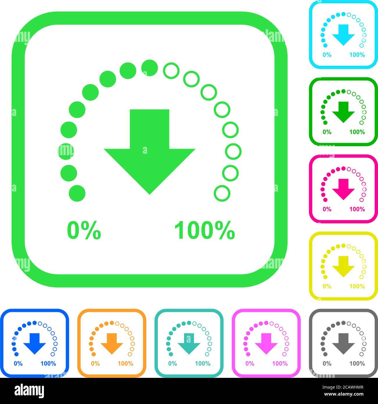 Download in progress vivid colored flat icons in curved borders on ...