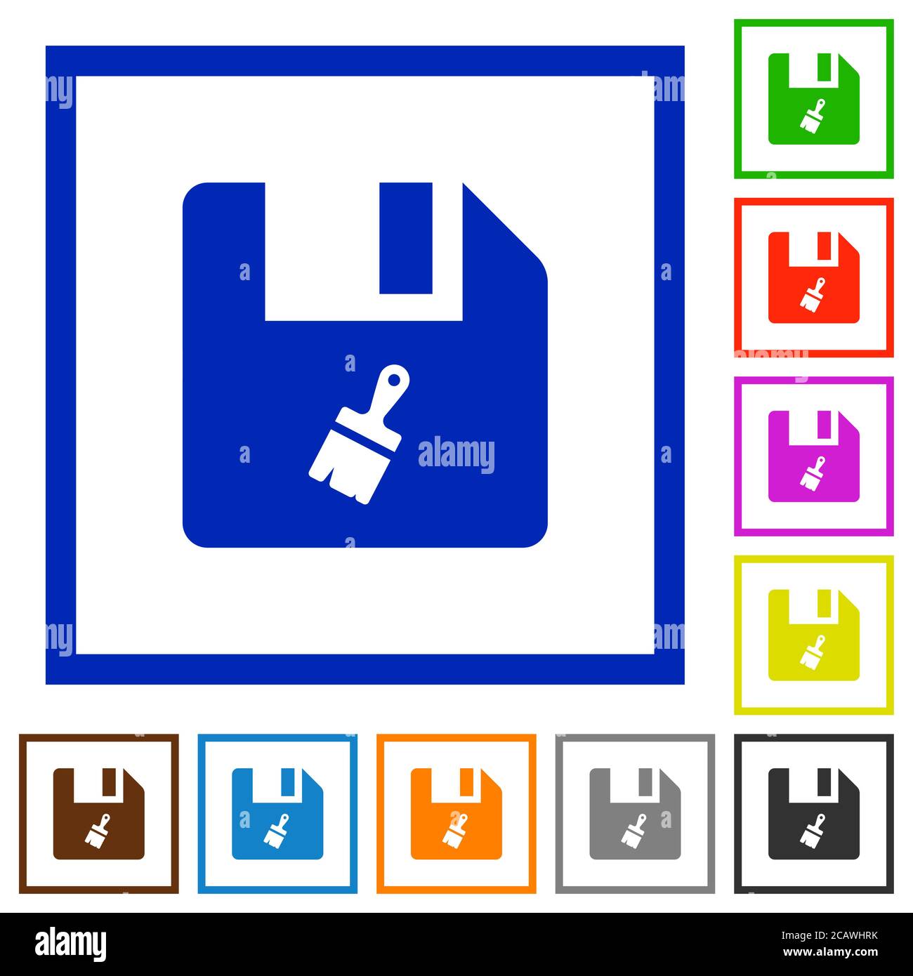 Paste file flat color icons in square frames on white background Stock ...