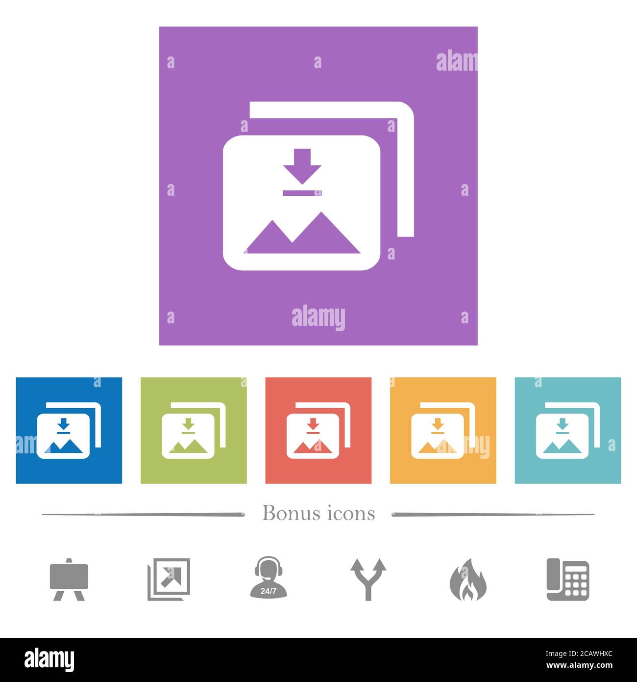 Download multiple images flat white icons in square backgrounds. 6 ...