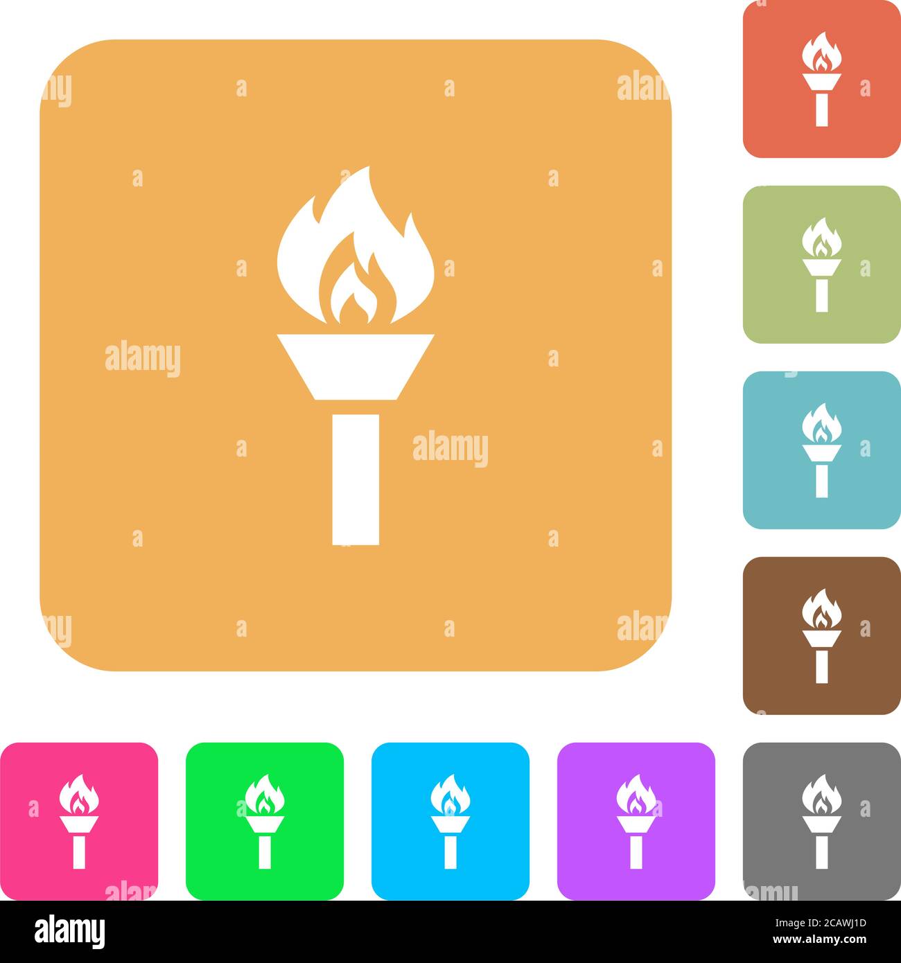 Torch flat icons on rounded square vivid color backgrounds Stock Vector ...