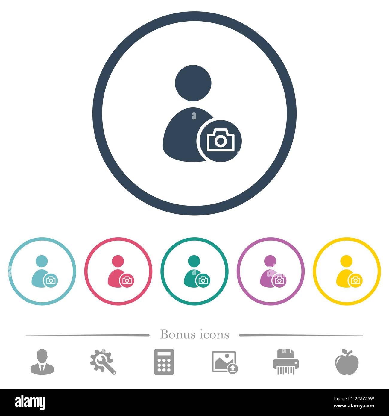Account profile photo flat color icons in round outlines. 6 bonus icons ...