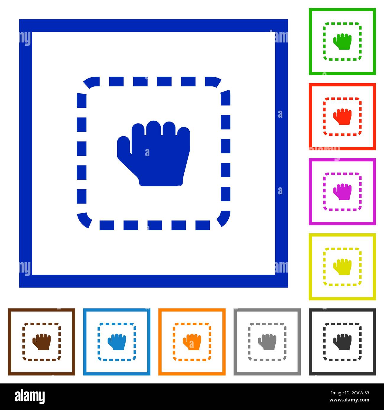 Drag item flat color icons in square frames on white background Stock ...