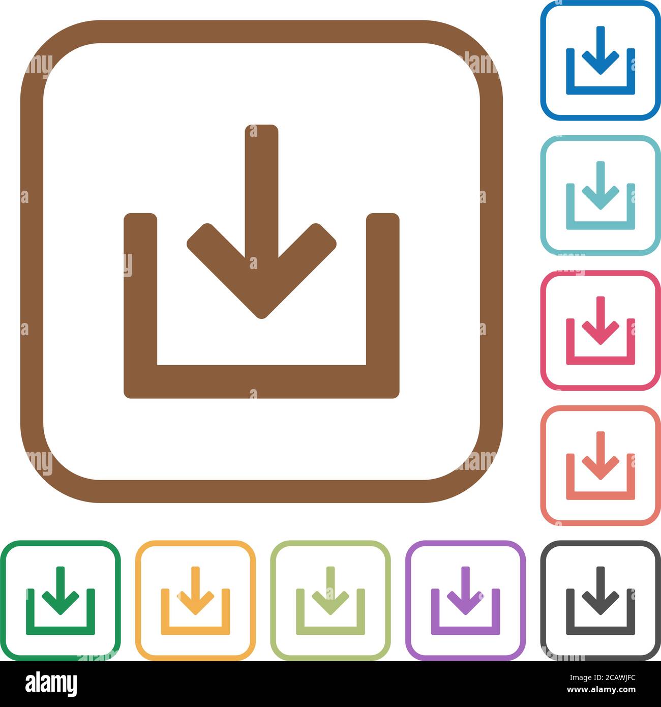 Import item simple icons in color rounded square frames on white ...