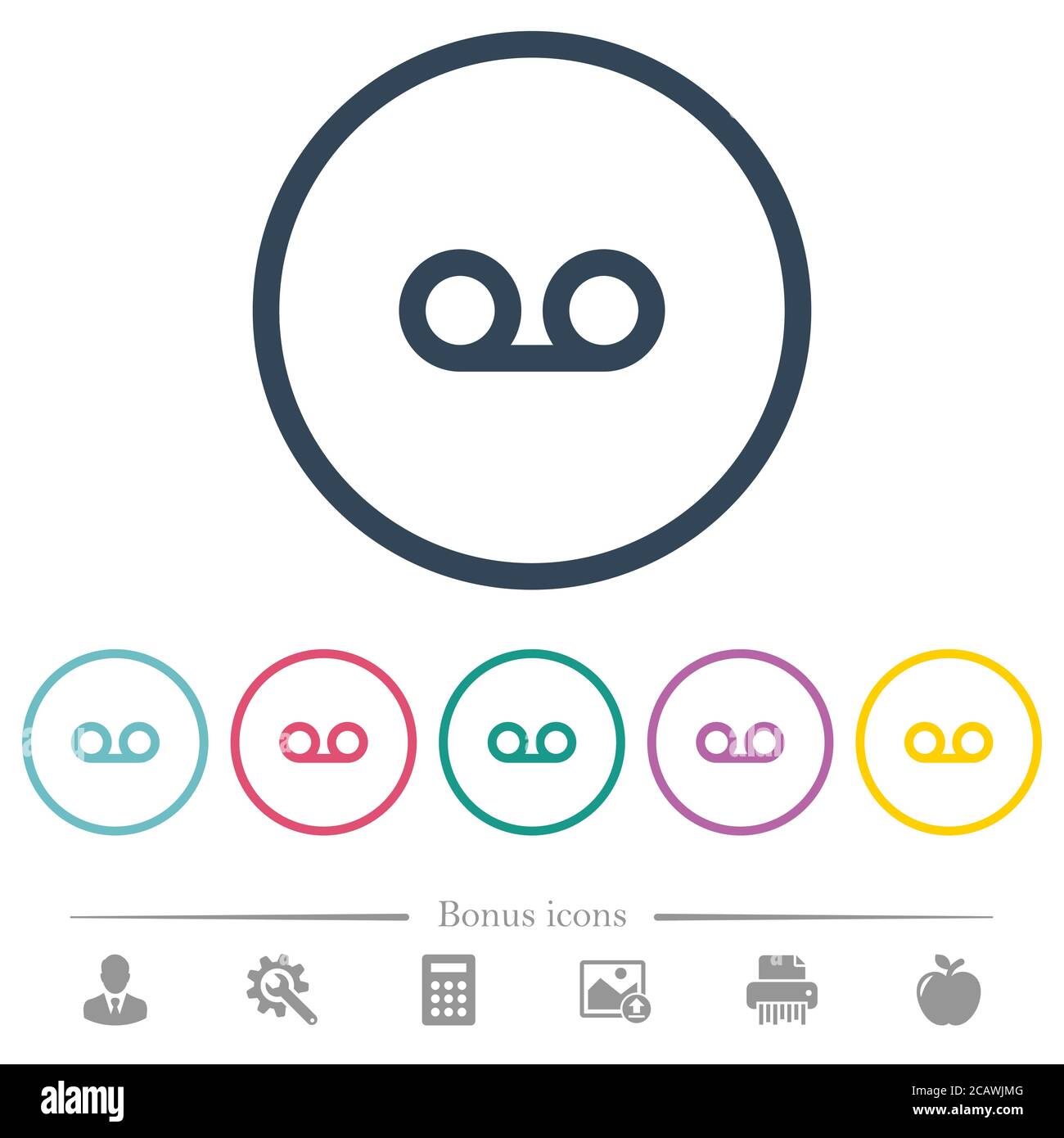 Voicemail flat color icons in round outlines. 6 bonus icons included ...