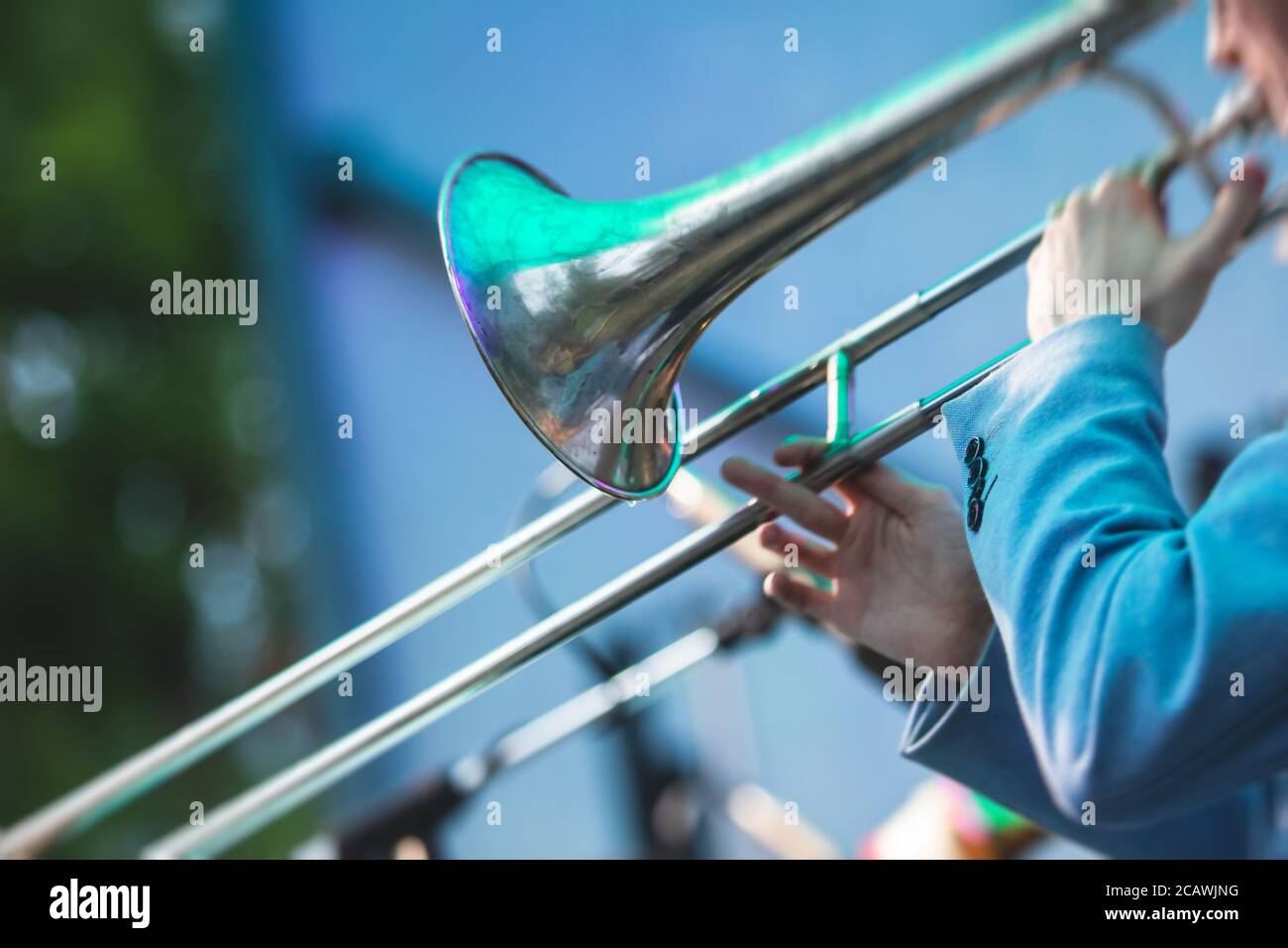 Trombonist hands hi-res stock photography and images - Alamy