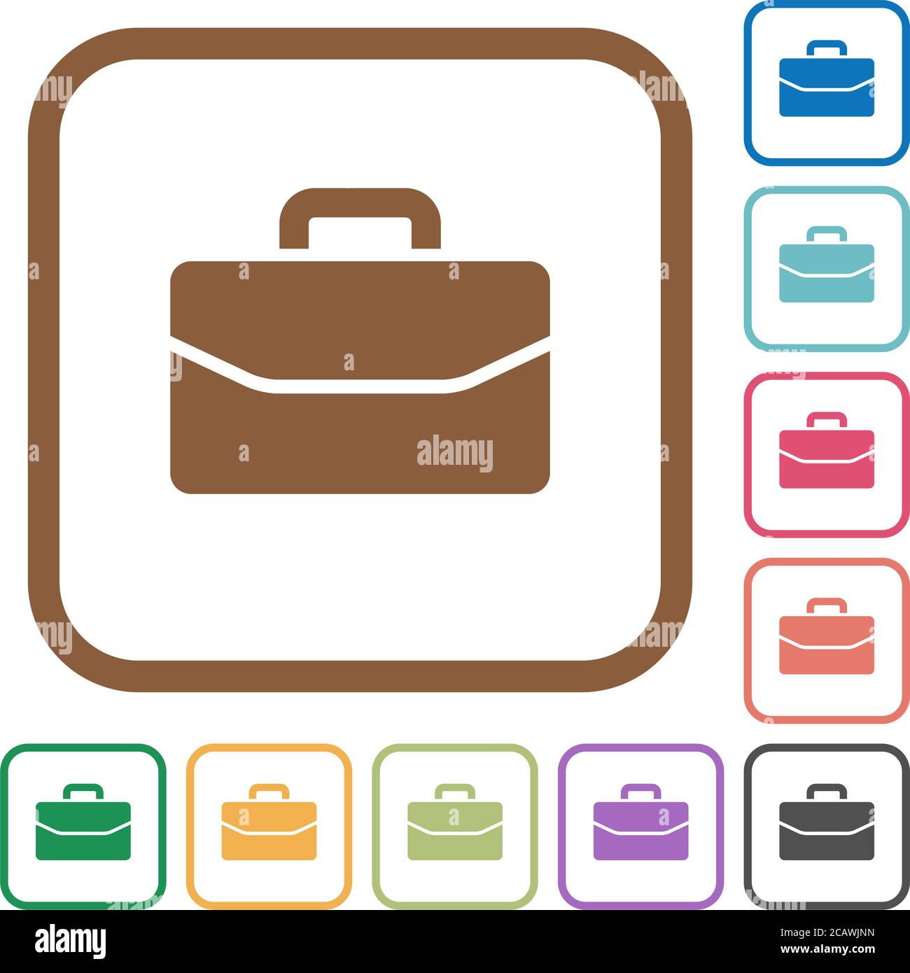 Satchel simple icons in color rounded square frames on white background ...