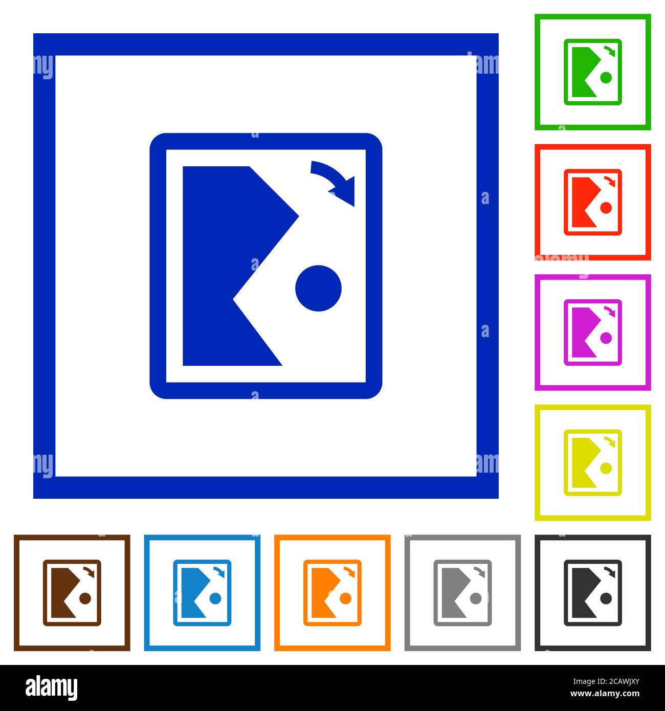 Rotate image right flat color icons in square frames on white background Stock Vector Image ...