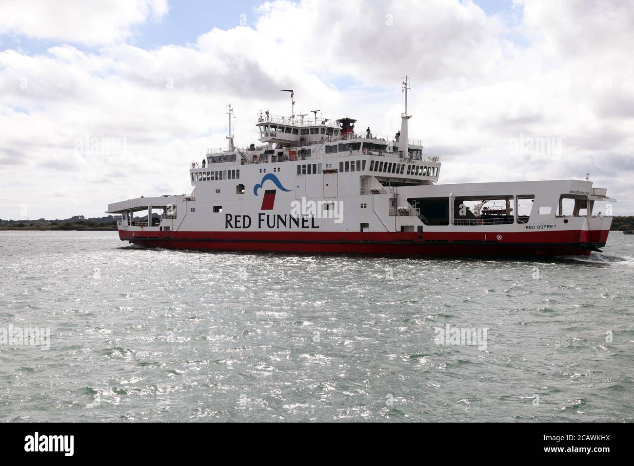 Red Osprey leaving dock, Red Funnel Ferry crossing Solent to Isle of ...