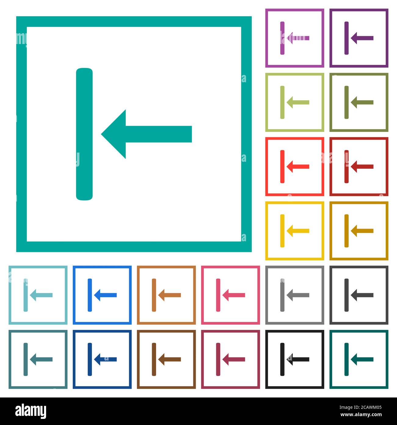 Align To Left Flat Color Icons With Quadrant Frames On White Background Stock Vector Image And Art