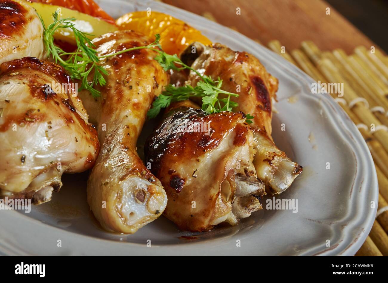 Pollo asado sin piel - Mexican fried chicken leg Stock Photo - Alamy