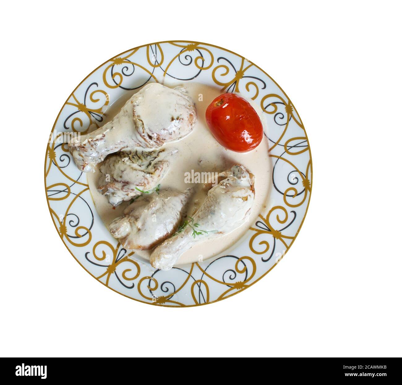 Chkmeruli - traditional Georgian dish of chicken in garlic sauce Stock ...