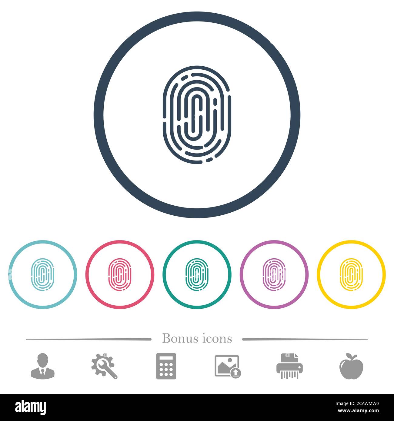 Fingerprint Flat Color Icons In Round Outlines 6 Bonus Icons Included Stock Vector Image And Art