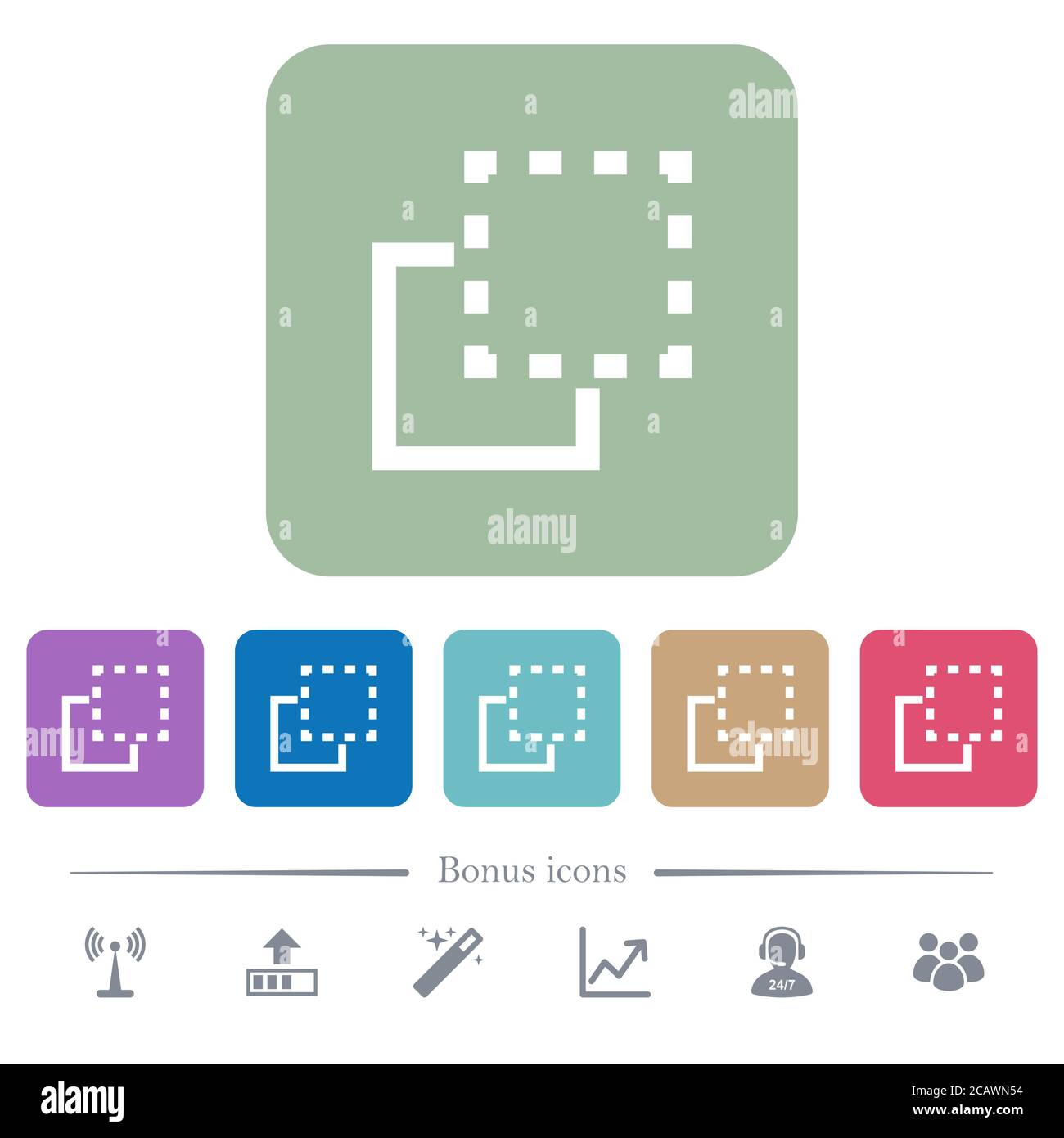 Bring element to front white flat icons on color rounded square ...