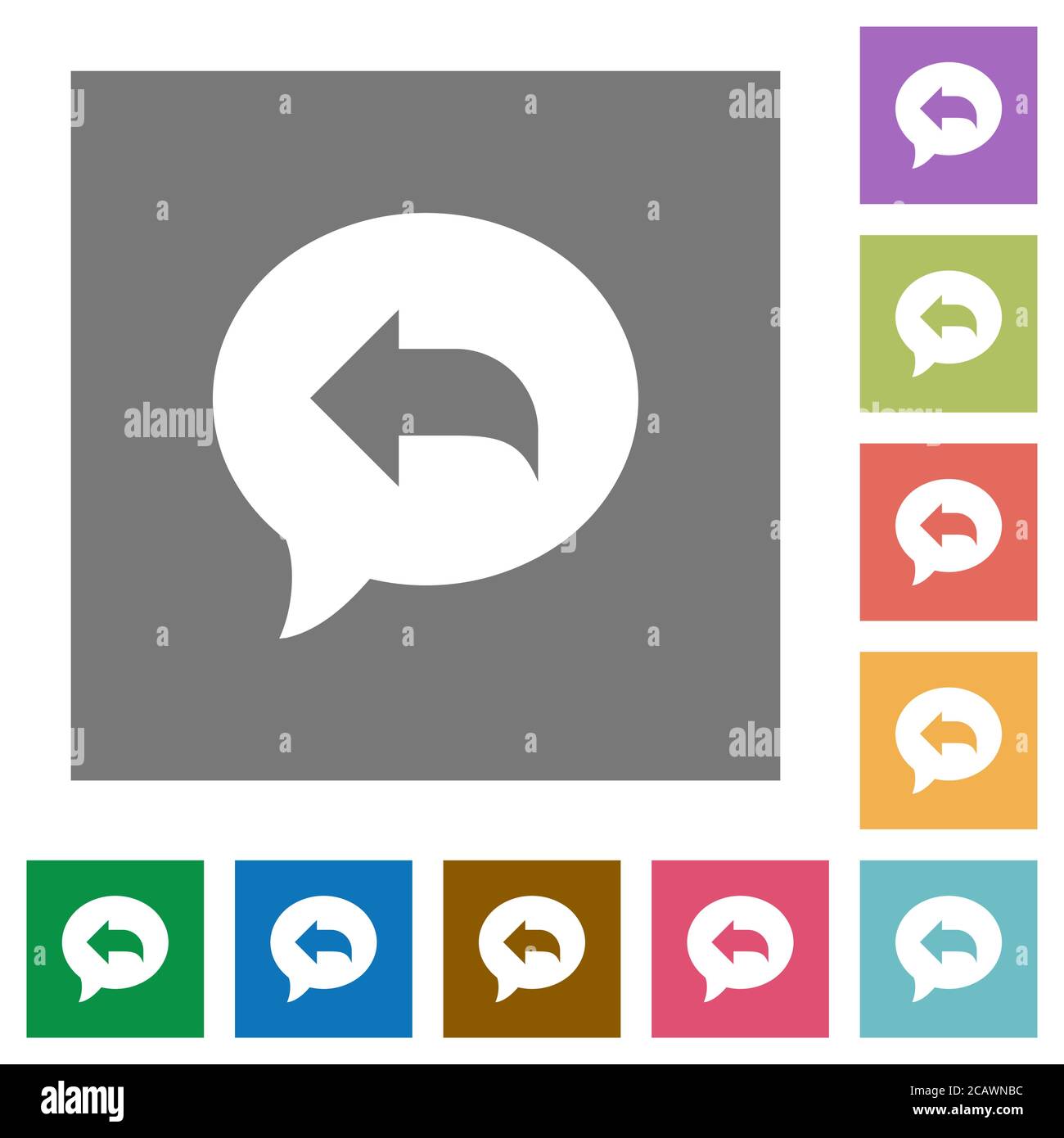 Reply message flat icons on simple color square backgrounds Stock Vector Image & Art - Alamy