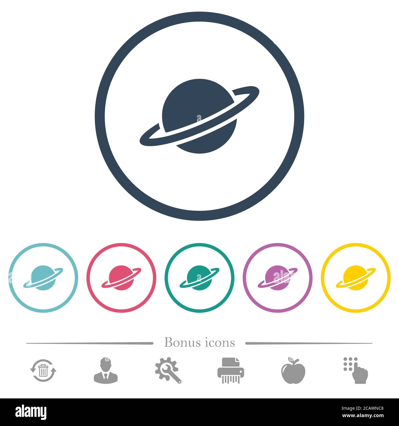 Planet flat color icons in round outlines. 6 bonus icons included Stock ...