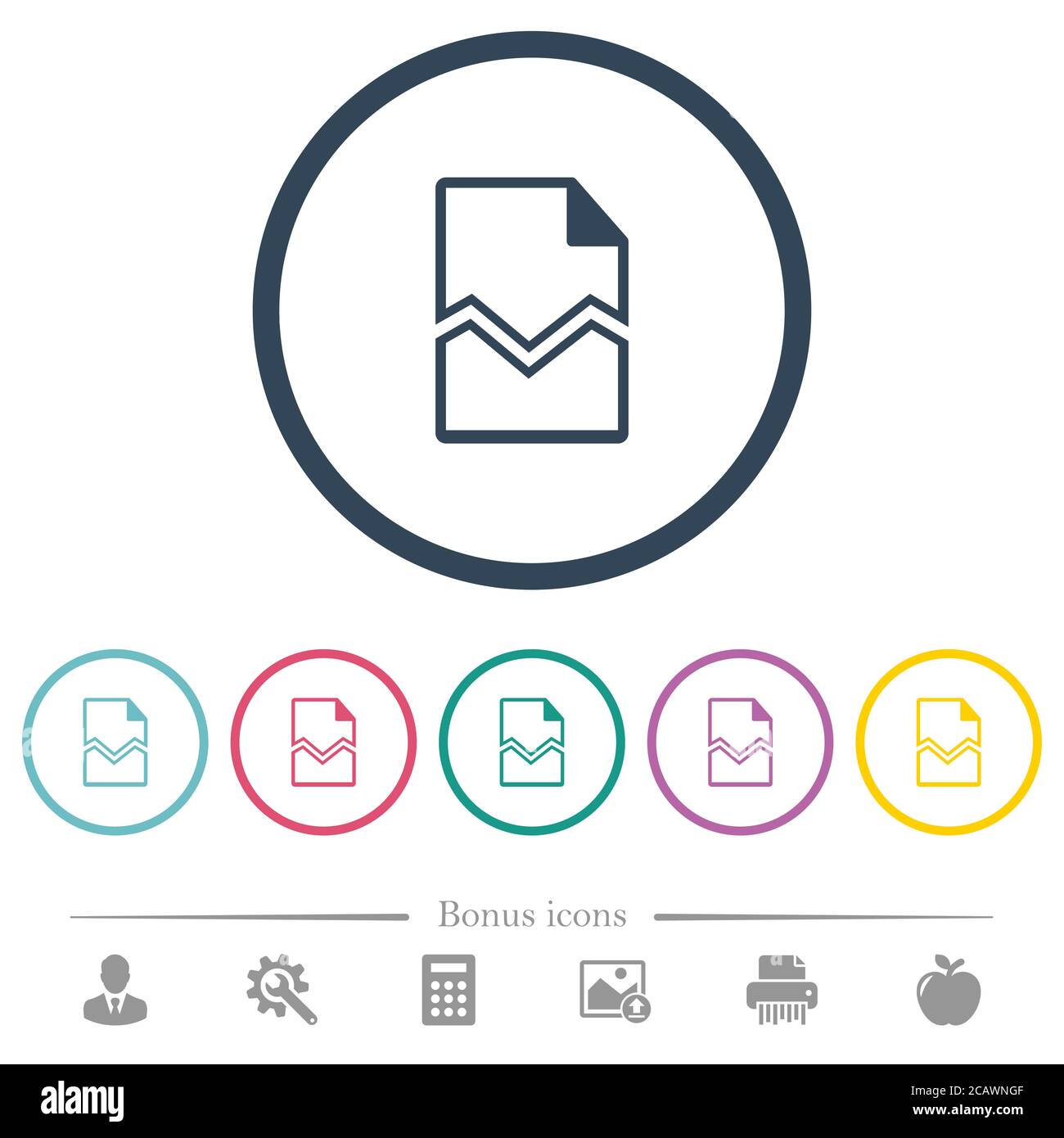 Broken page flat color icons in round outlines. 6 bonus icons included ...