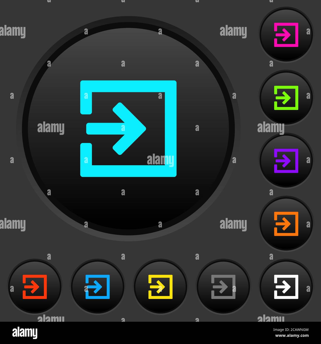 Import with inside arrow dark push buttons with vivid color icons on ...